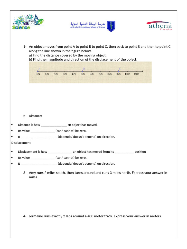 Distance and Displacement Calculations | PDF