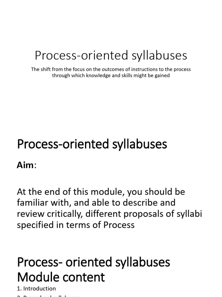 Process Oriented Syllabuses | PDF | Learning | Knowledge
