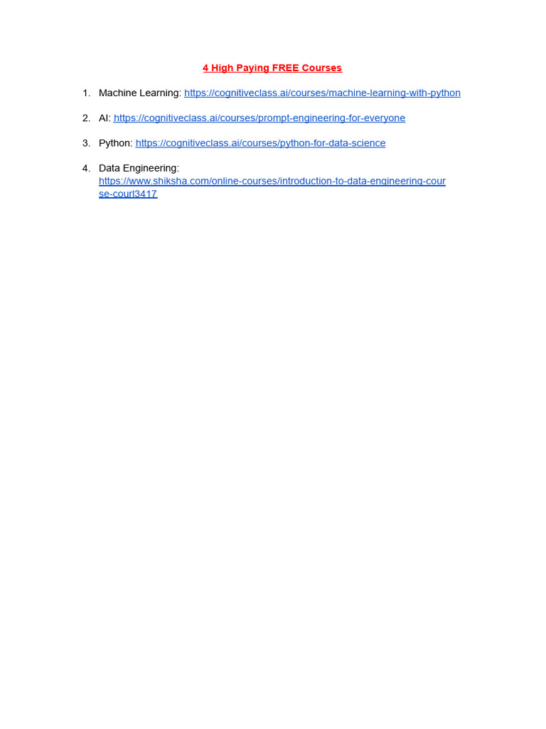 4 High Paying FREE Courses | PDF