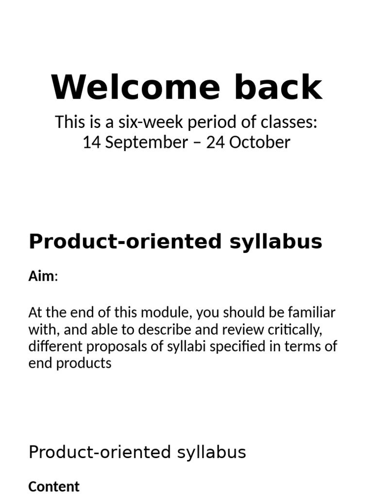 Product-Oriented Syllabus | PDF | Linguistics | Learning