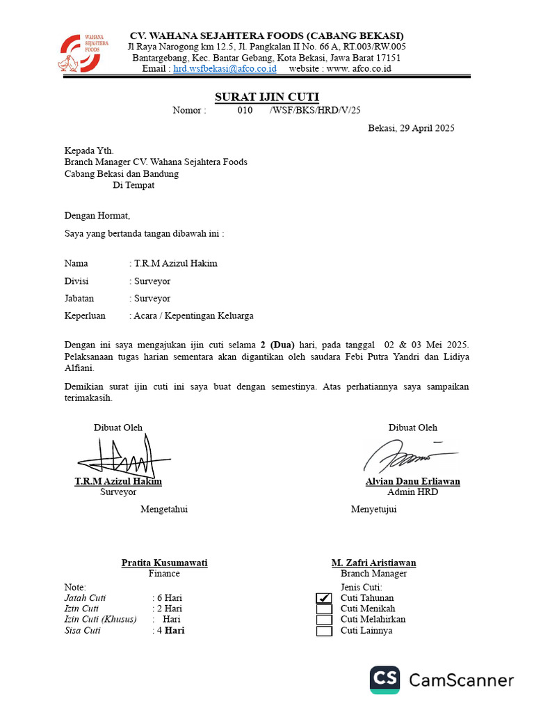 SURAT IJIN CUTI HAKIM | PDF