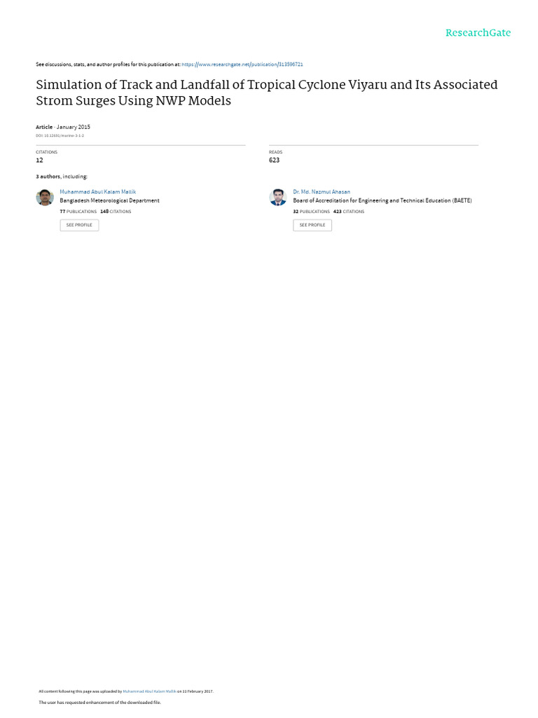 Simulation of Track and Landfall of Tropical Cyclone Viyaru and Its Associated Strom Surges ...