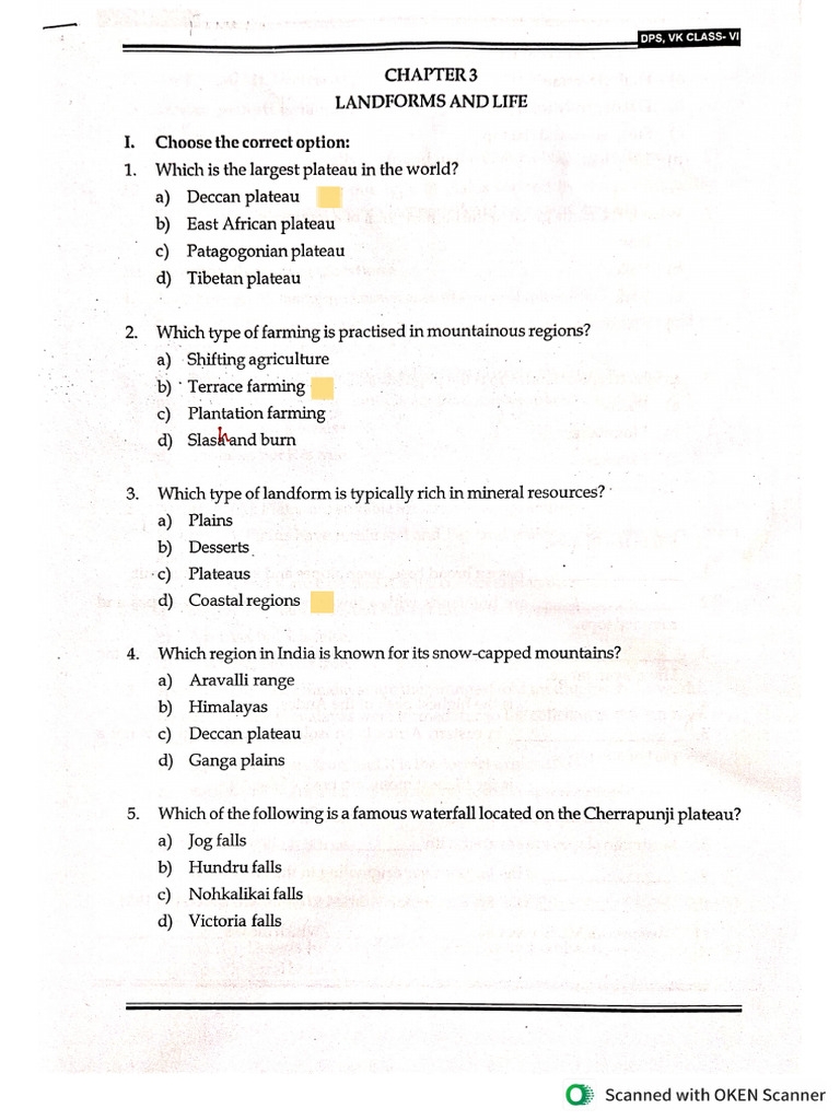 Chapter 3 Worksheet Landforms and Life | PDF