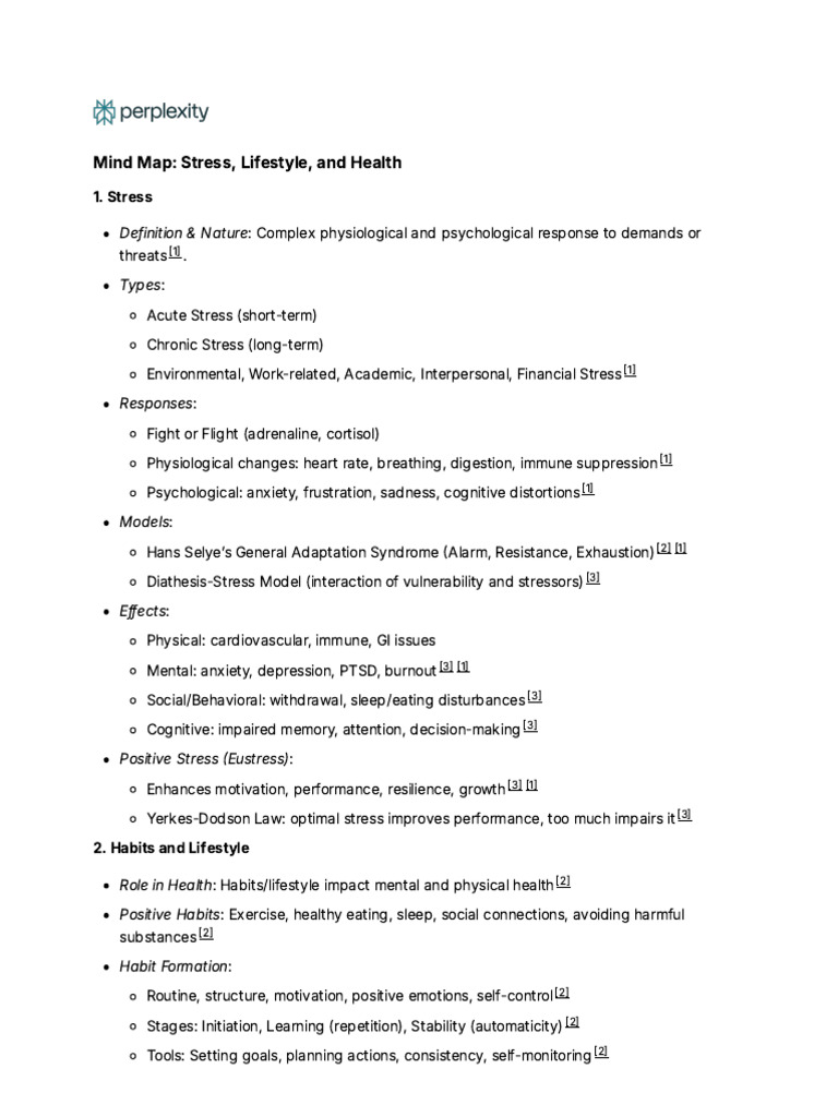 Mind Map - Stress, Lifestyle, and Health | PDF | Stress (Biology ...