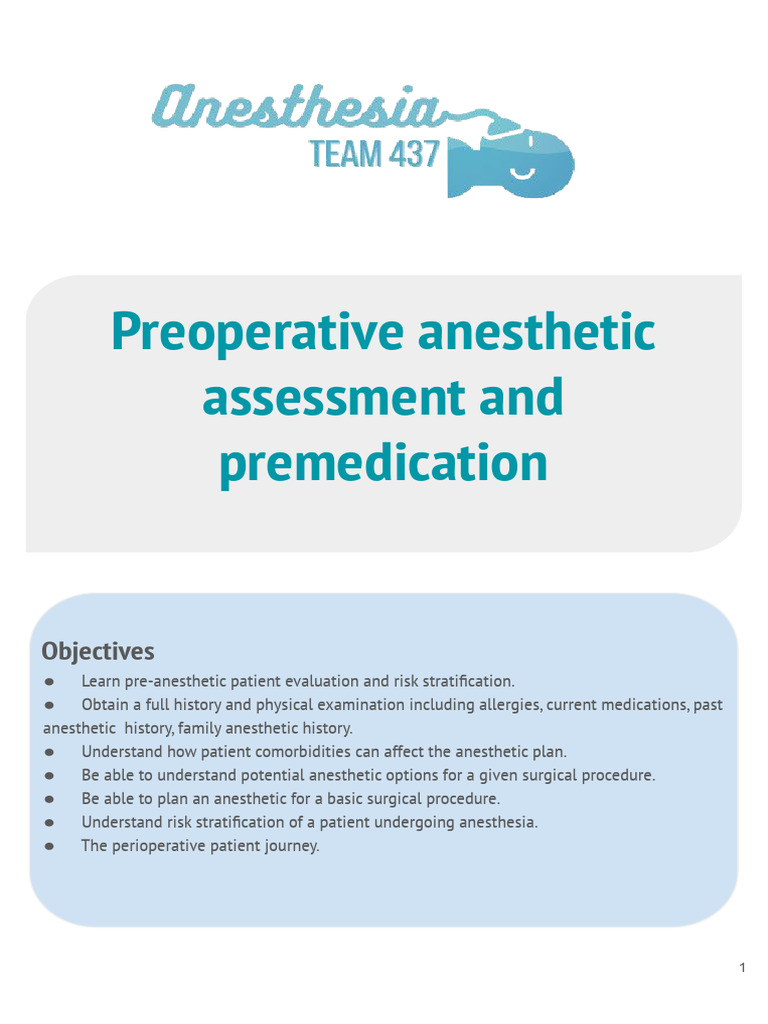 1 - Preoperative Anesthetic Assessment and Premedication | PDF ...