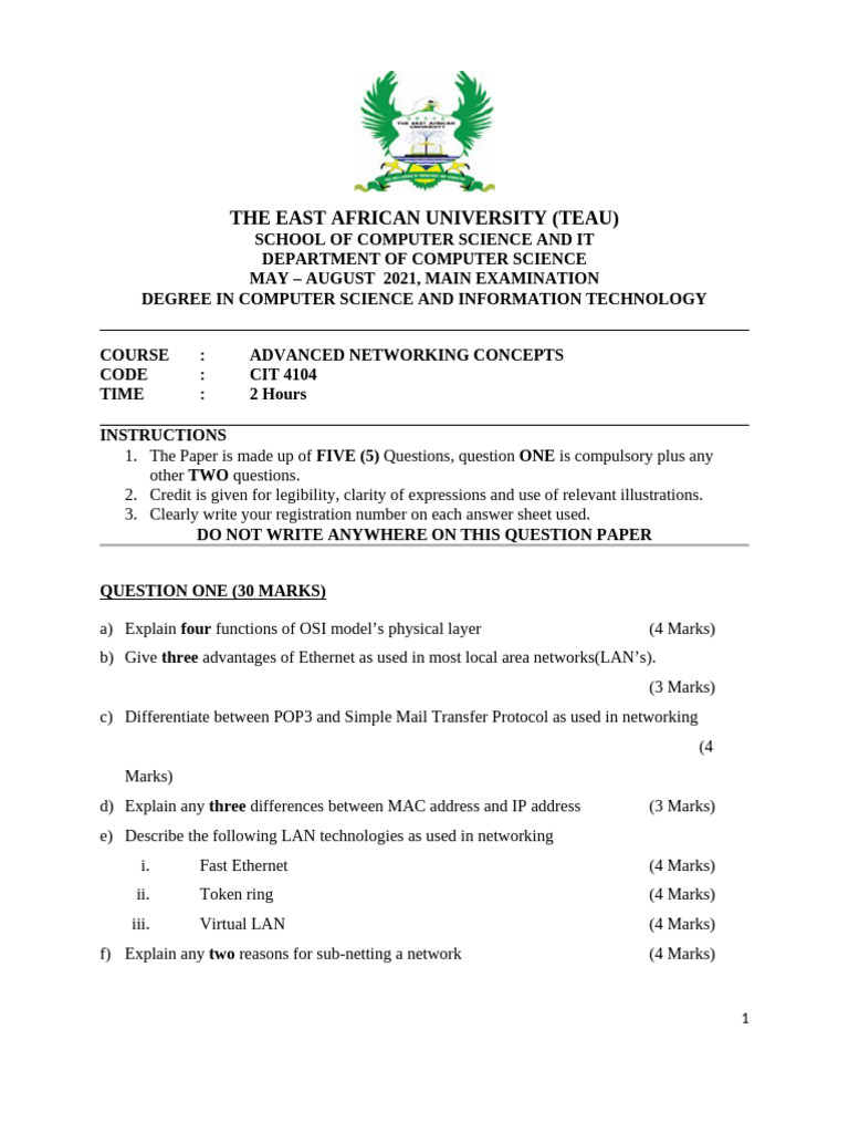 Advanced Computer Networks Concepts Pdf Computer Network Internet Protocol Suite