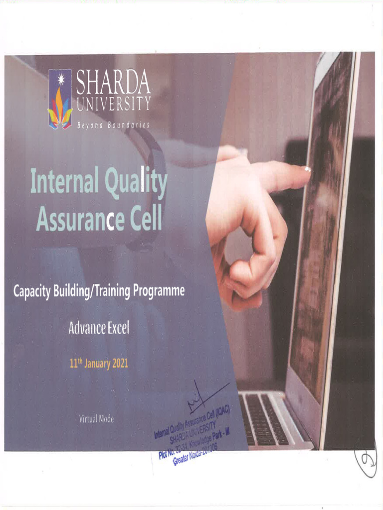Capacity Building Training Programme On Advance Excel 11th Jan 2021 | PDF