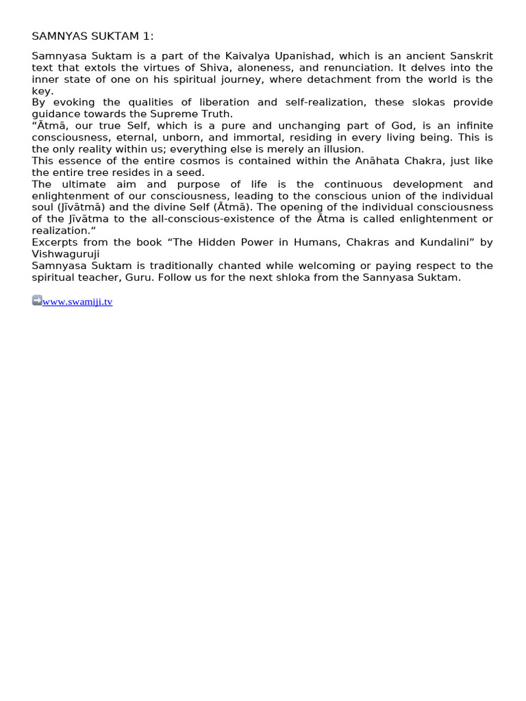 Samnyas Suktam | PDF