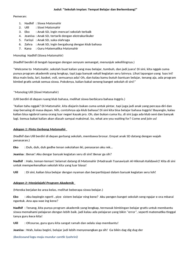 Draft Naskah Drama | PDF