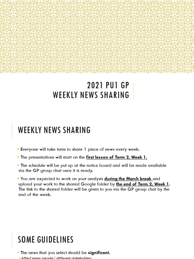 2021 PU1 GP Weekly News Sharing (Student version) | PDF