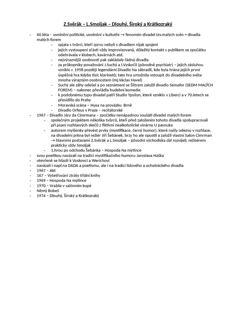 Svěrák-Smoljak - Dlouhý, Široký A Krátkozraký | PDF