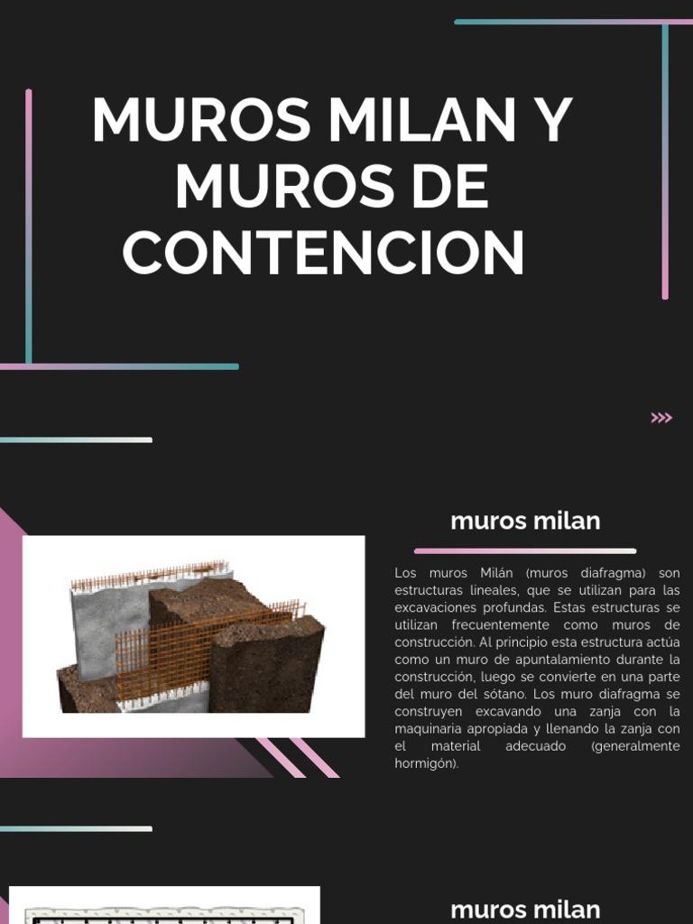 Muros Milán y de Contención: Tipos y Usos | PDF | Fundación profunda ...