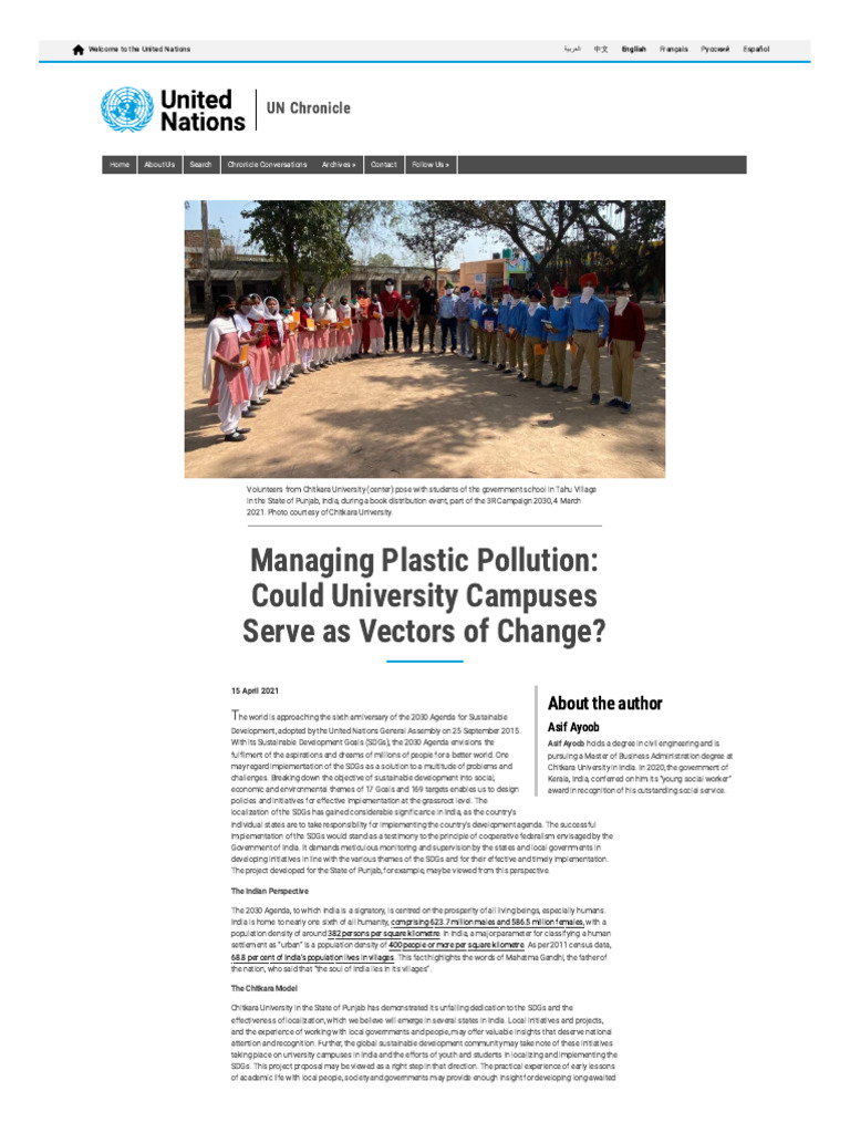 WWW Un Org en Un Chronicle Managing Plastic Pollution Could University ...