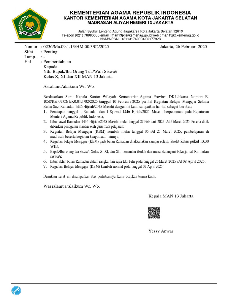 Surat Edaran Ramadhan | PDF