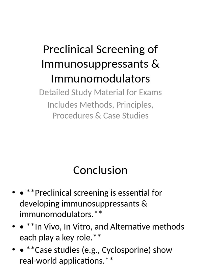 Preclinical Screening Immuno Exam Ready | PDF