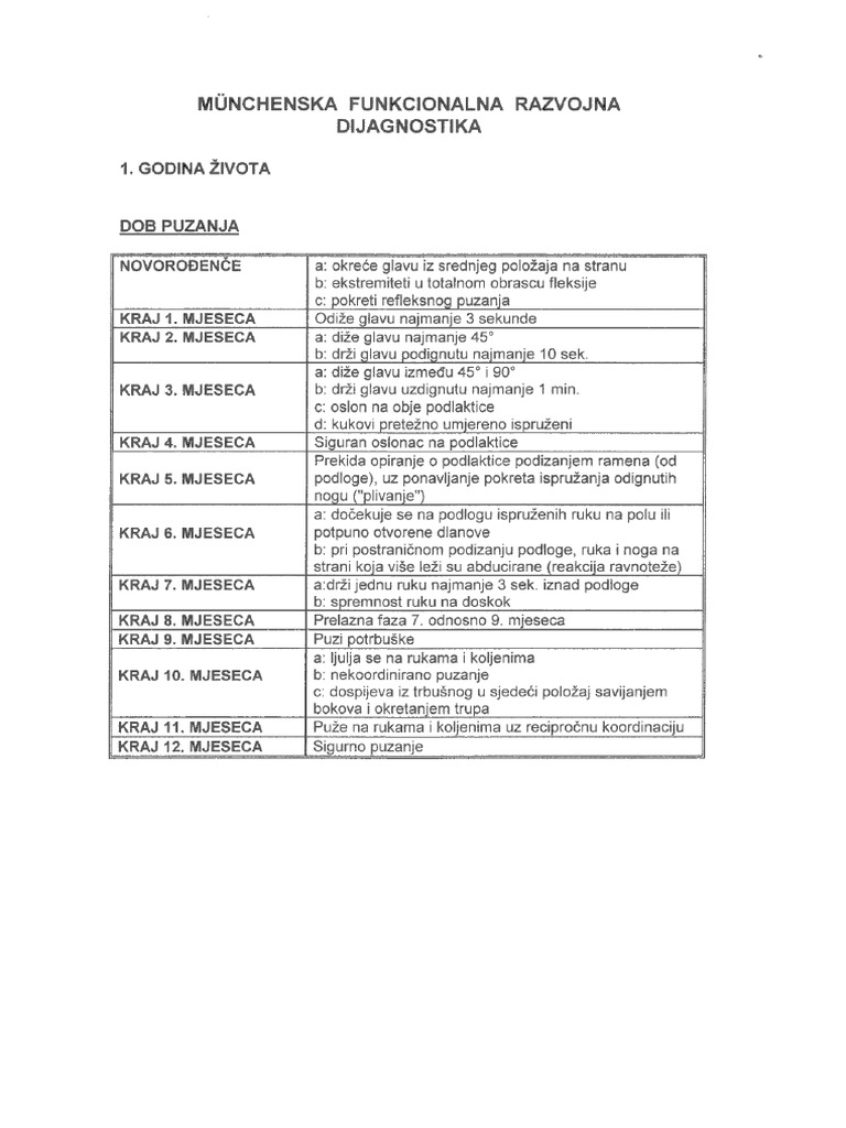 Munchenska Funkcionalna Razvojna Dijagnostika | PDF