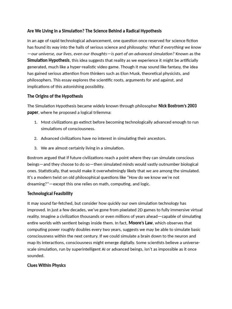 Are We Living in A Simulation | PDF | Science