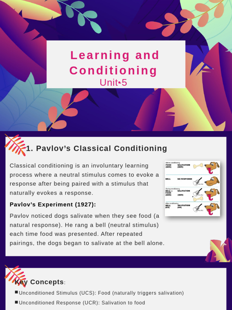 Unit 5 - Learning and Conditioning | PDF | Classical Conditioning | Reinforcement