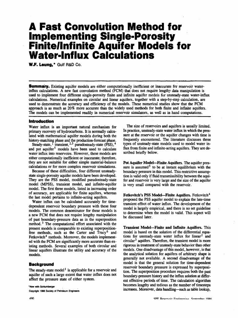 1986 - FCM For Implementing Single-Porosity Finite & Infinite Aquifer ...