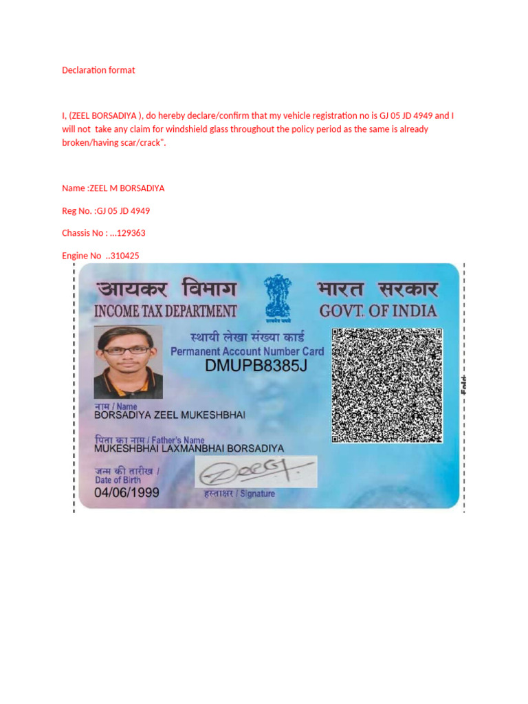 Declaration Format | PDF