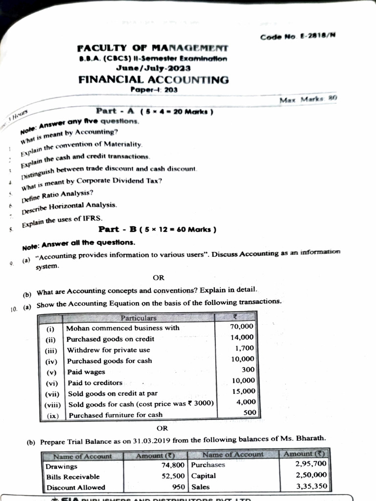 Financial Accounting Question Bank | PDF | Debits And Credits ...