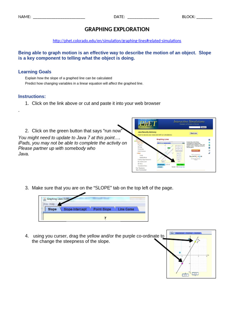 Graphing Motion and Slope Exploration | PDF | Slope
