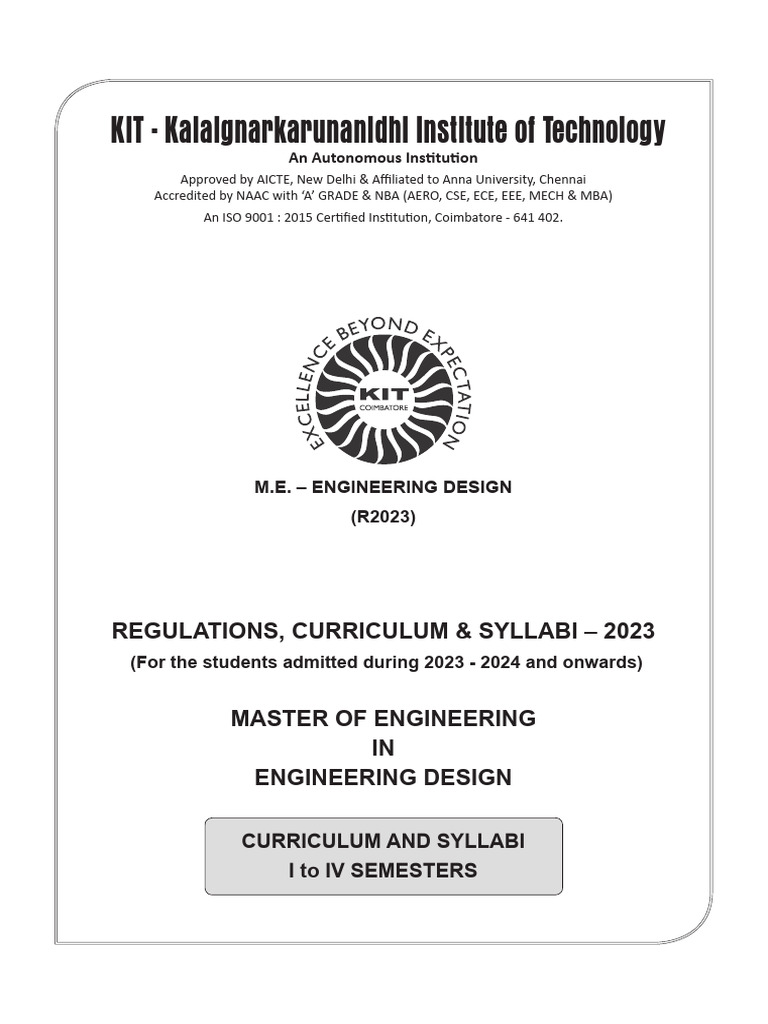 2.ME - ED - R2023 - Curriculum and Syllabus I & II Sem | PDF | Laplace Transform | Fluid Mechanics