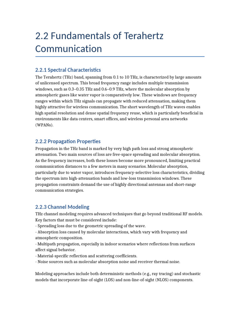 Section_2_2_and_2_3_Terahertz_Communication | PDF | Terahertz Radiation | Radio Spectrum