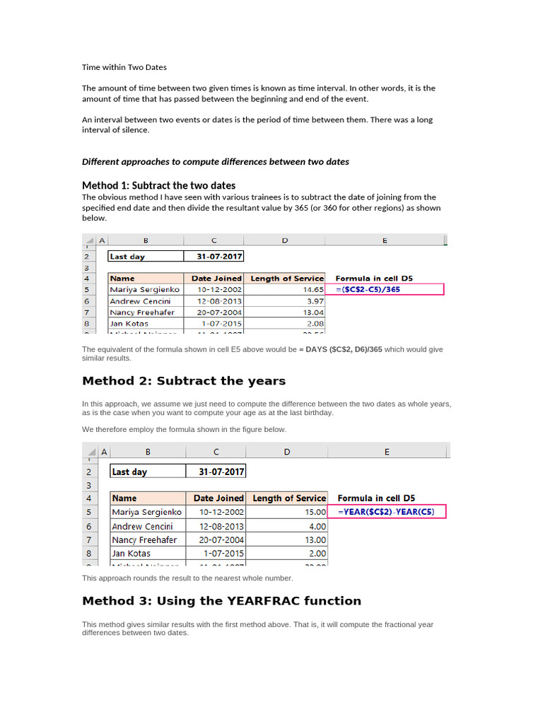 Calculating Time Intervals in Excel | PDF | Function (Mathematics ...