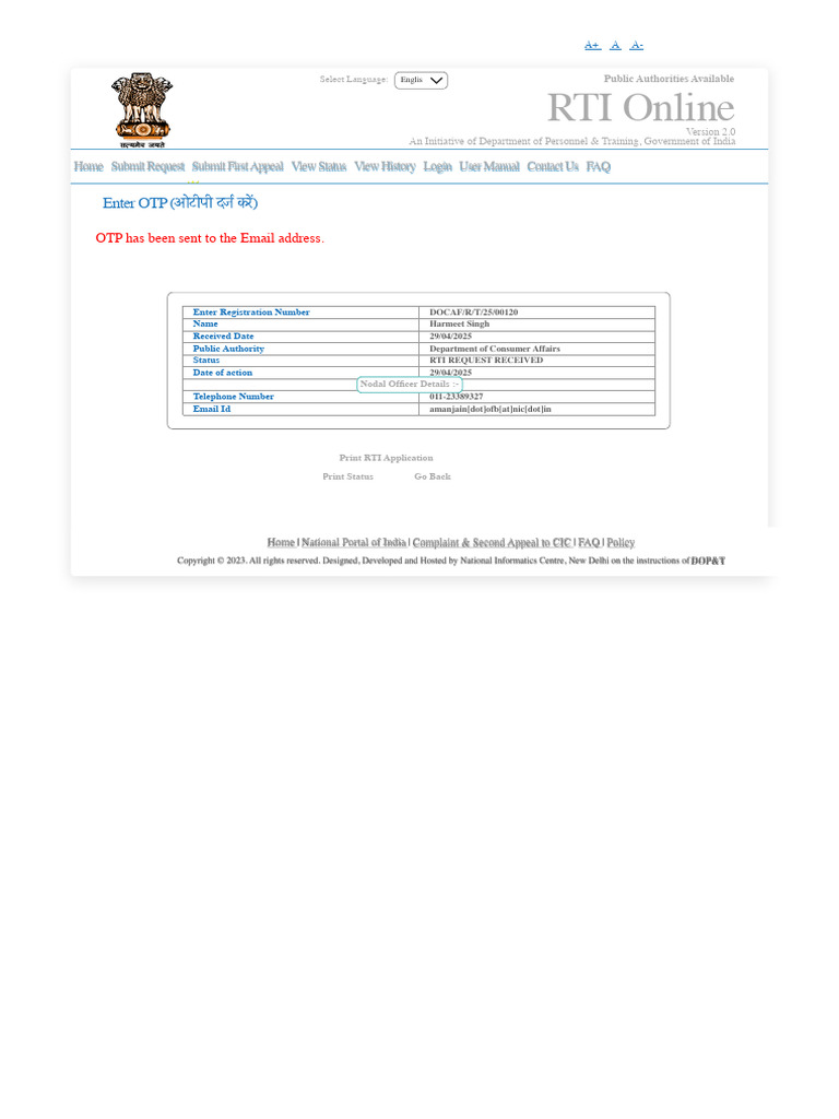 RTiiI Online - Online RTI Information System | PDF