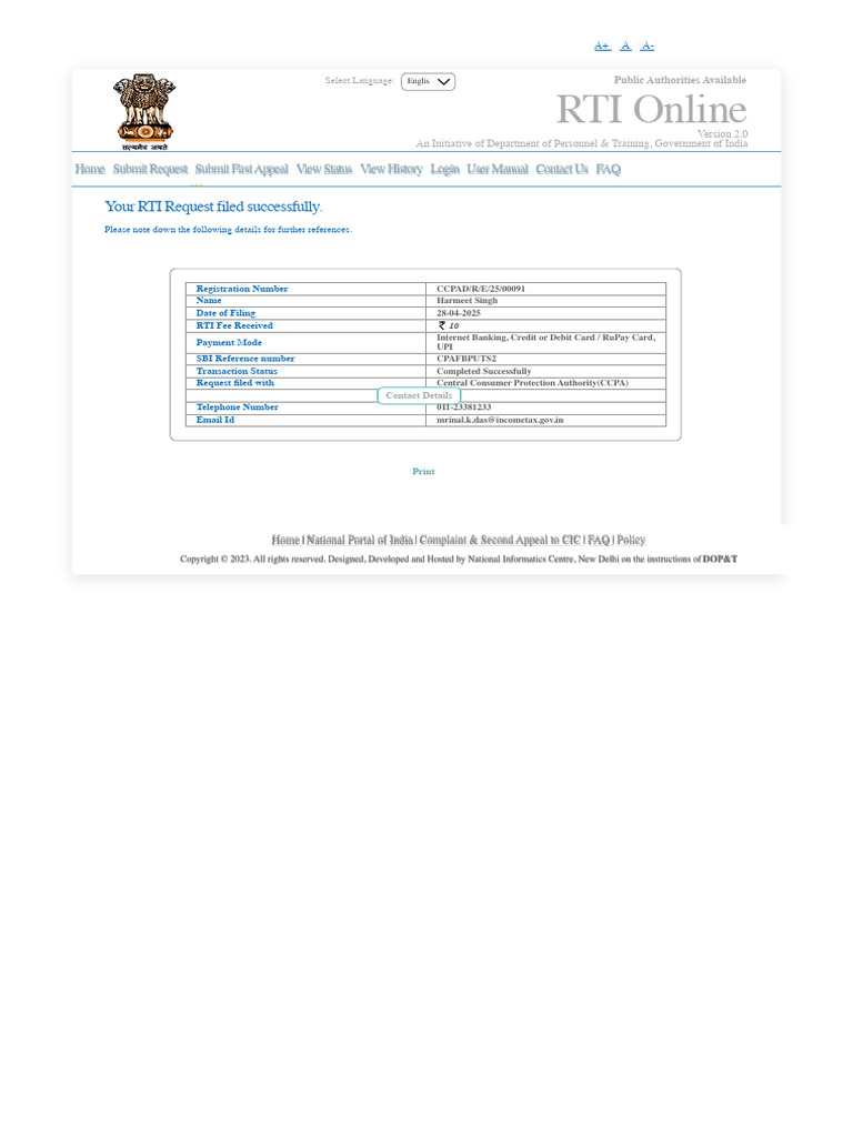 RTI Online - Online RTI Information System | PDF | Banking Technology | Payments