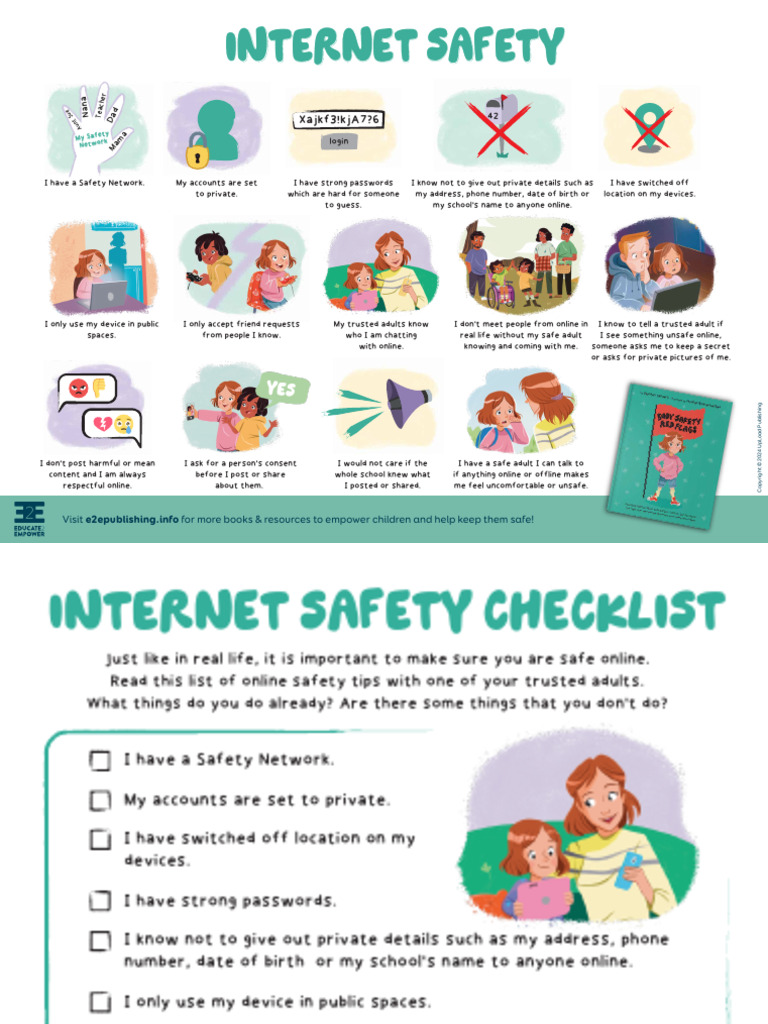 Internet Safet Checklist Poster and Activity-E2E-A3-A4-Web | PDF ...