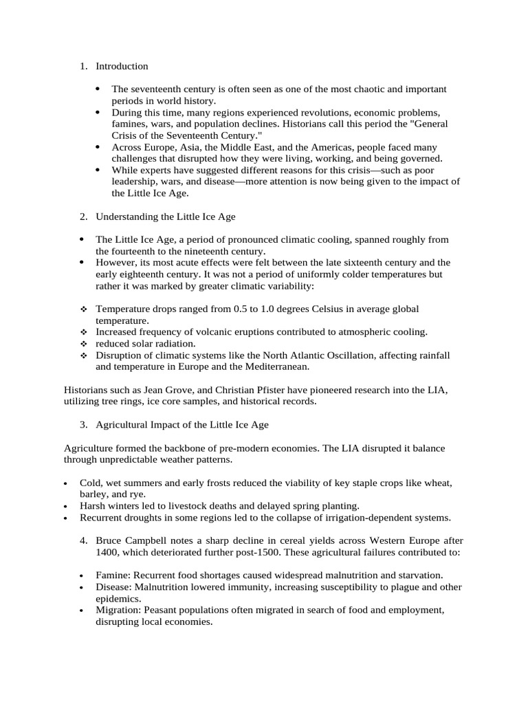 The Role of The Little Ice Age in Triggering The Global Economic and Political Crisis of The ...