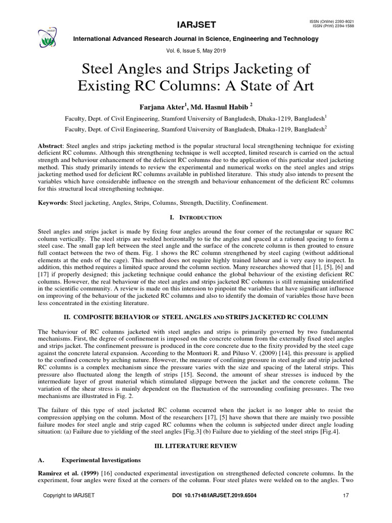 Steel Angles and Strips Jacketing of Existing RC Columns A Eoxvx0yicc ...