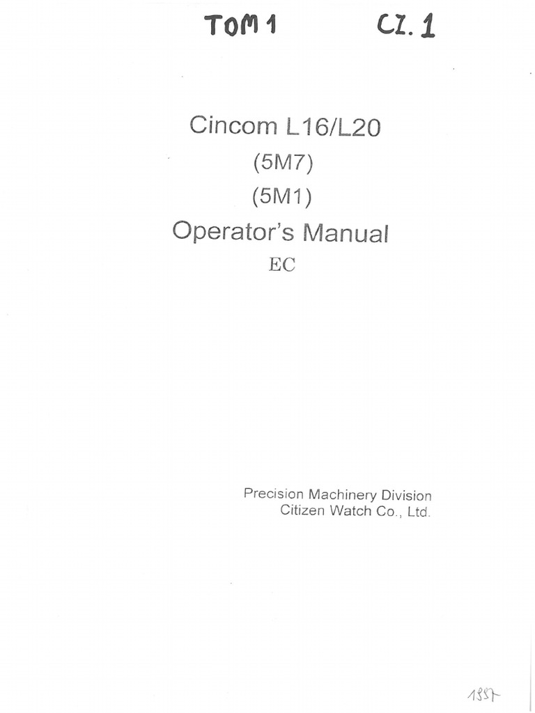 L20 Operator's Manual Part 1 | PDF