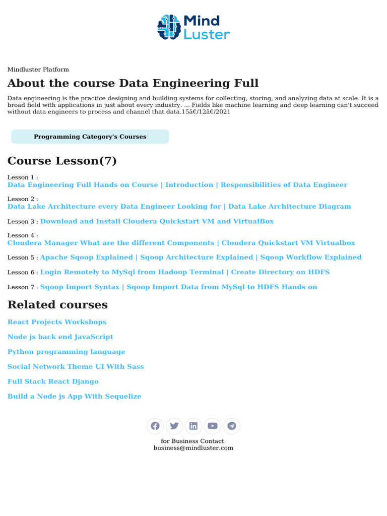 Cloudera Data Engineering Course Overview | PDF