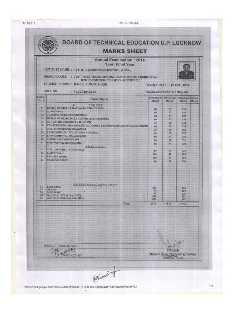 Diploma Civil Final Year Certificate 001 | PDF
