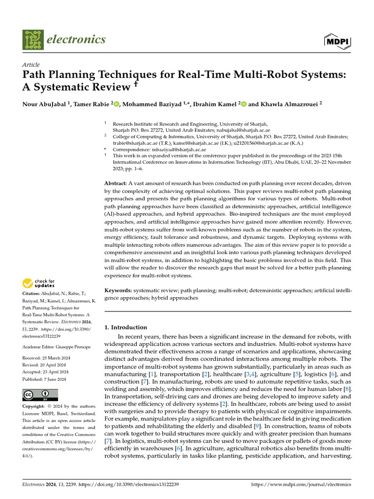 Path Planning Techniques For Real-Time Multi-Robot | PDF | Artificial Intelligence ...