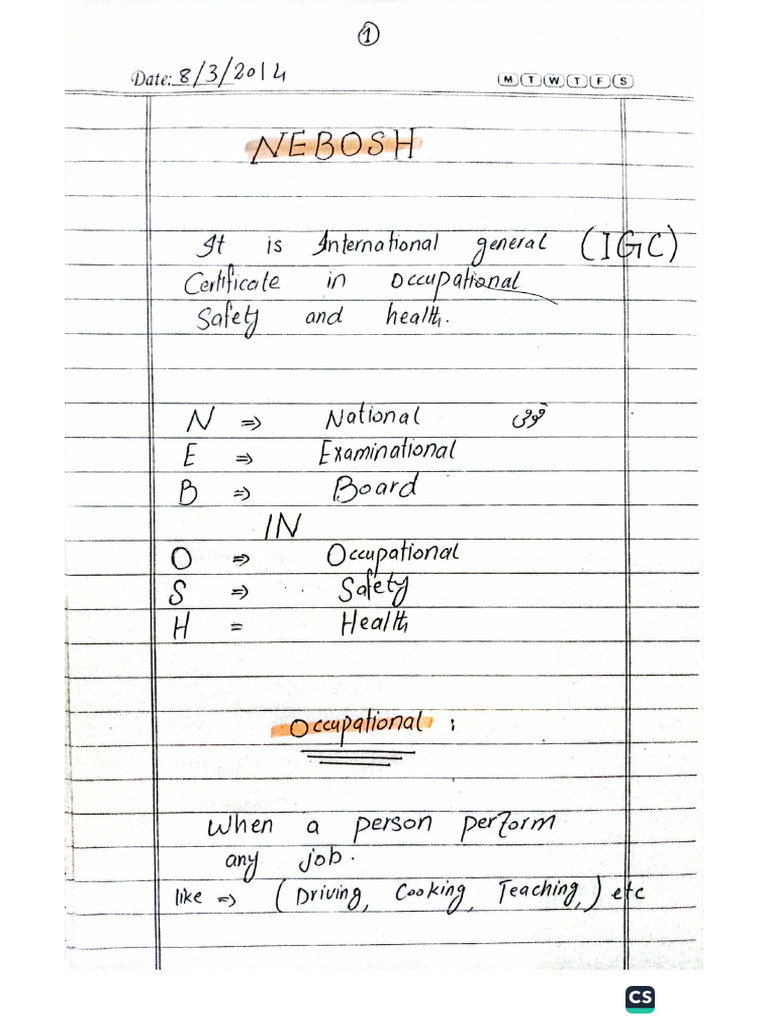 Informative Nebosh Notes | PDF