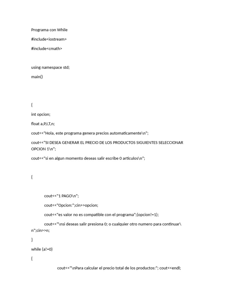 Programa Con While Solo | PDF