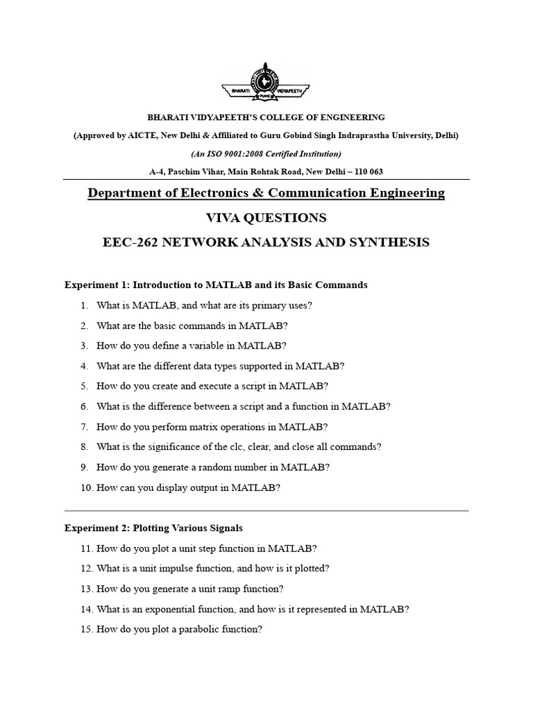 VIVA Question NAS LAB | PDF | Electrical Network | Damping
