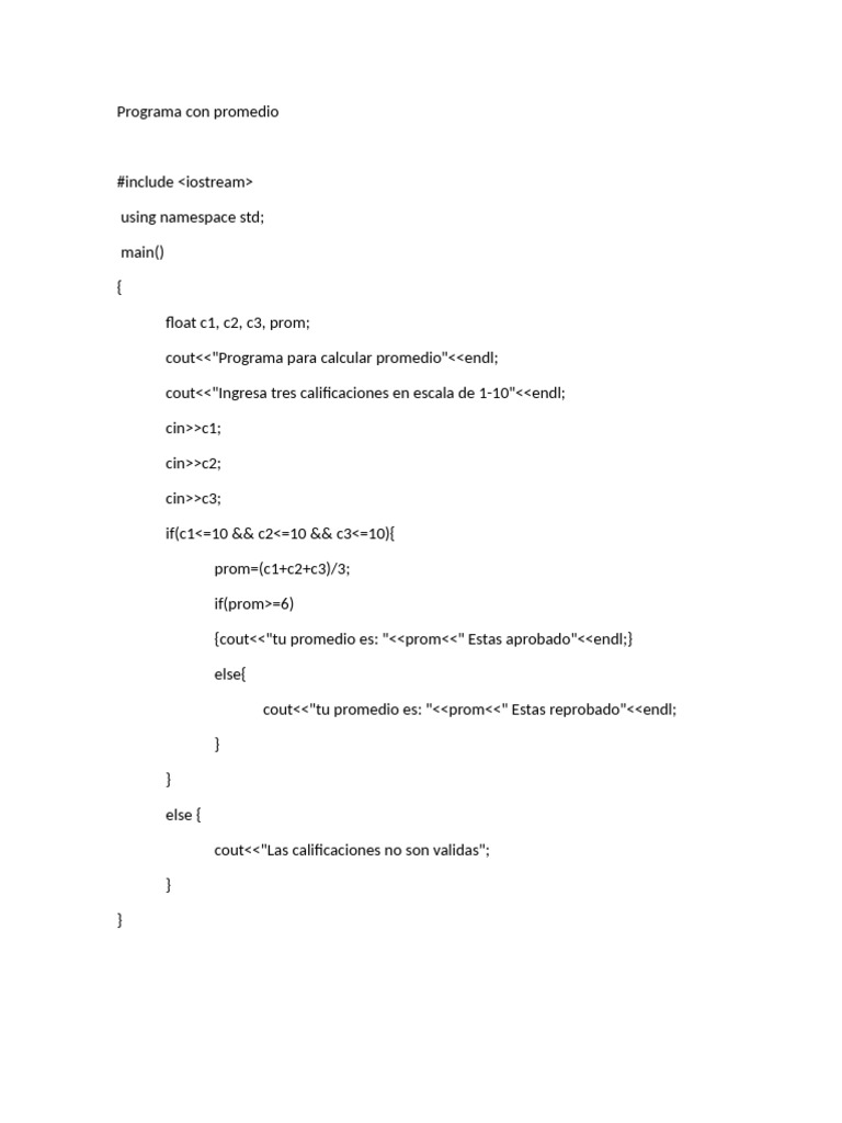 Programa Con Promedio | PDF