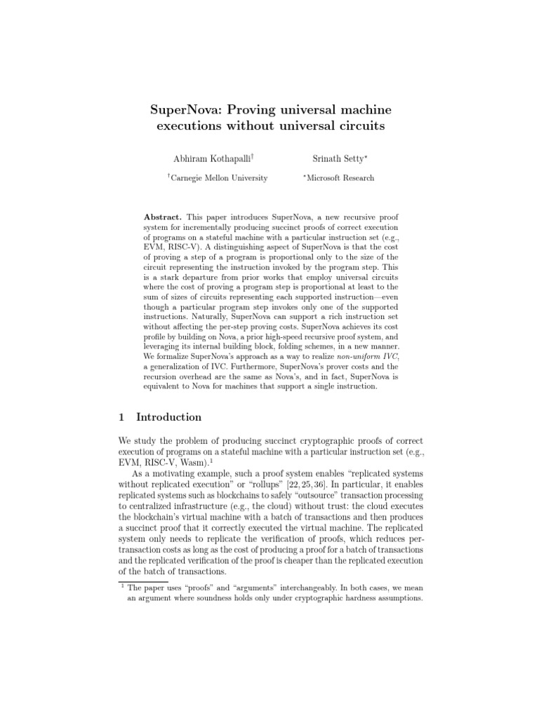SuperNova - Proving Universal Machine Executions Without Universal ...