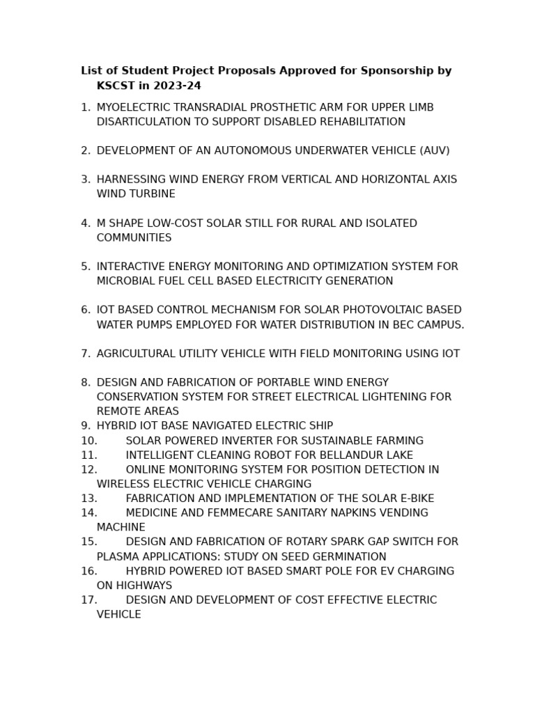KSCST Selected Projects | PDF