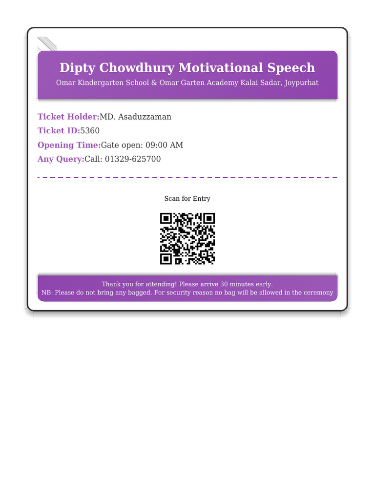 Dipty Chowdhury Motivational Speech - Ticket | PDF