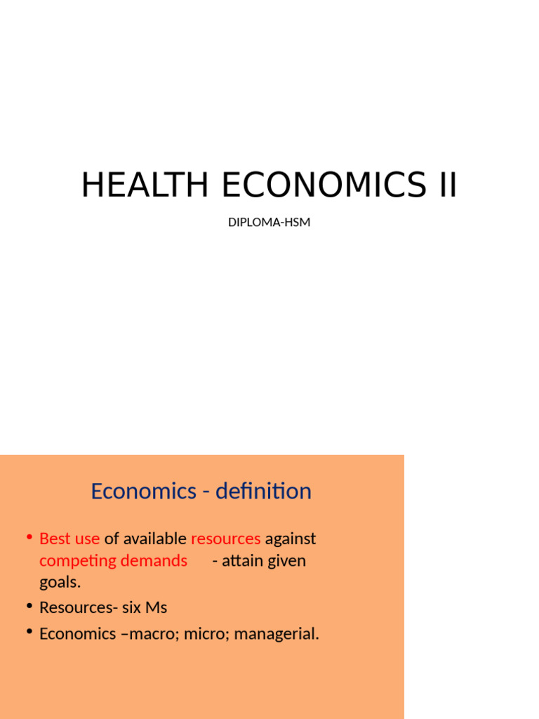 Health Economics: Concepts and Analysis | PDF | Demand | Elasticity ...