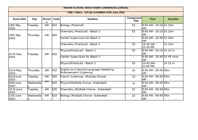 IGCSE Exam Timetable June 2025 | PDF | Secondary Education | Schools