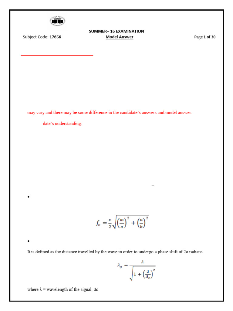 2016 Summer Model Answer Paper | PDF | Optical Fiber | Diode