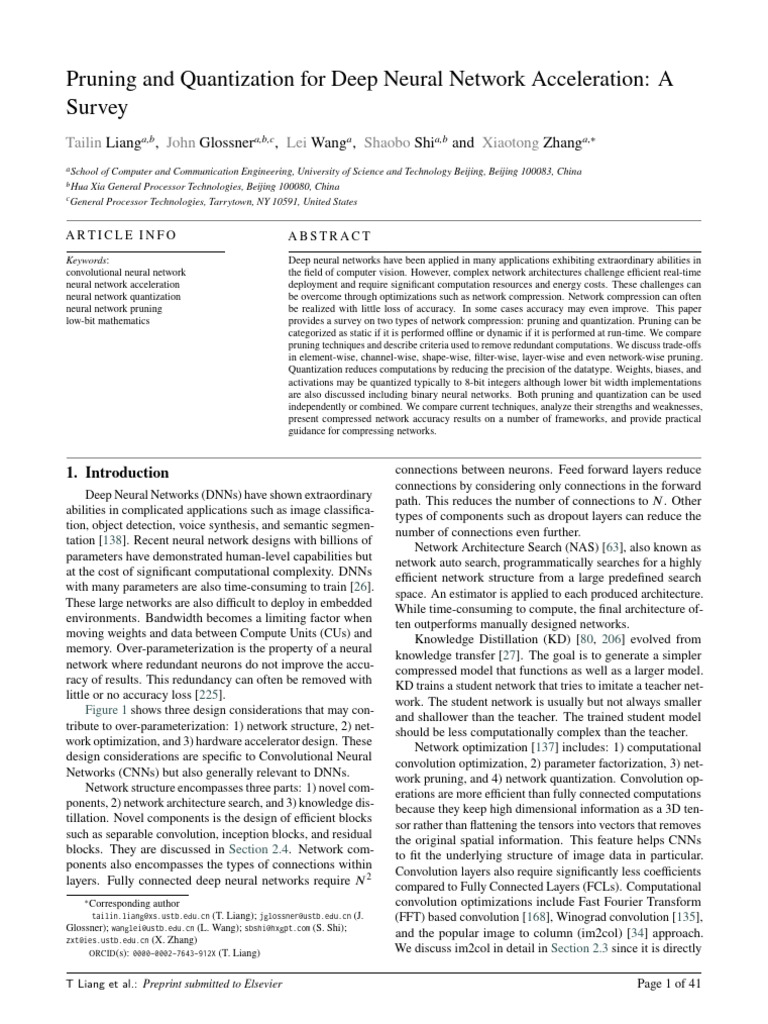 Pruning and Quantization For Deep Neural Network Acceleration: A Survey | PDF | Field ...