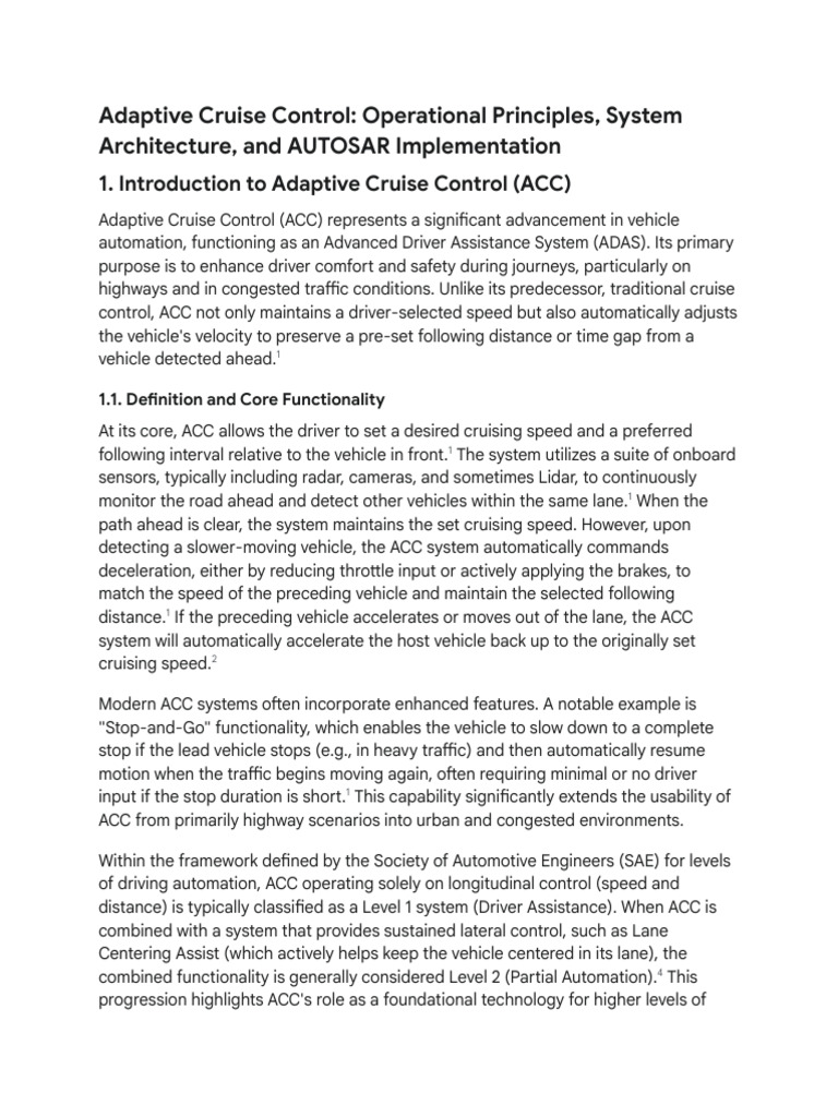Adaptive Cruise Control - AUTOSAR VFB | PDF | Kalman Filter | Lidar